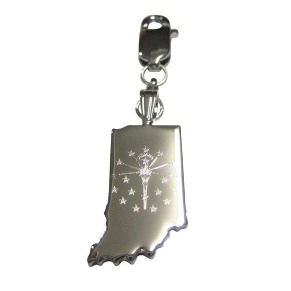 Kiola Designs | Accessories | Indiana State Map Shape And Flag Zipper ...
